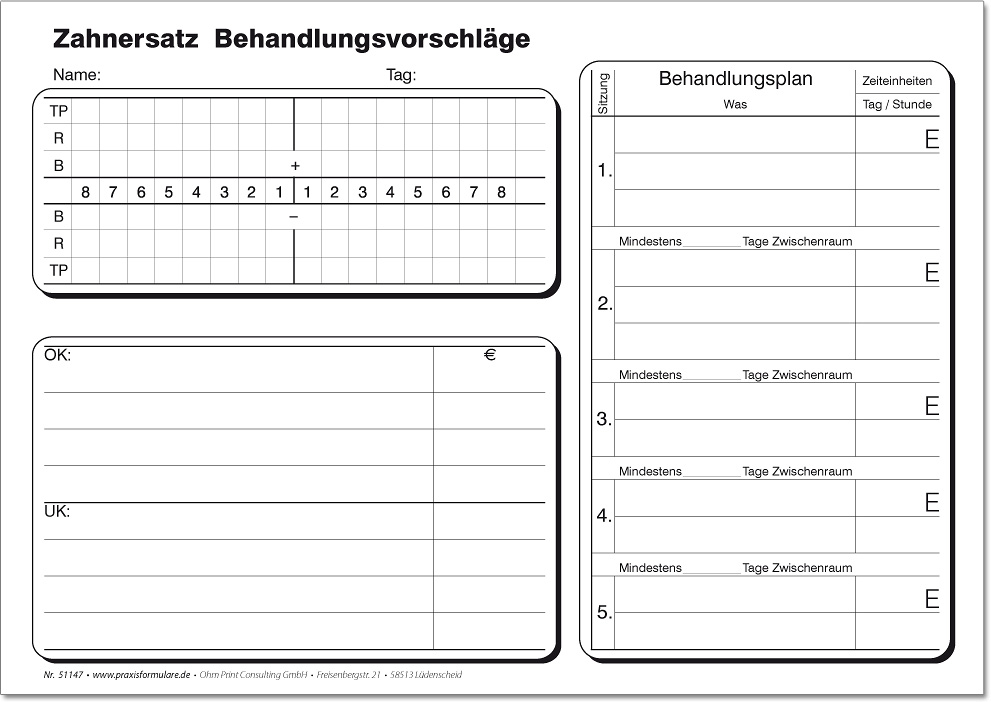 Behandlungsplan Zahnersatz 51147