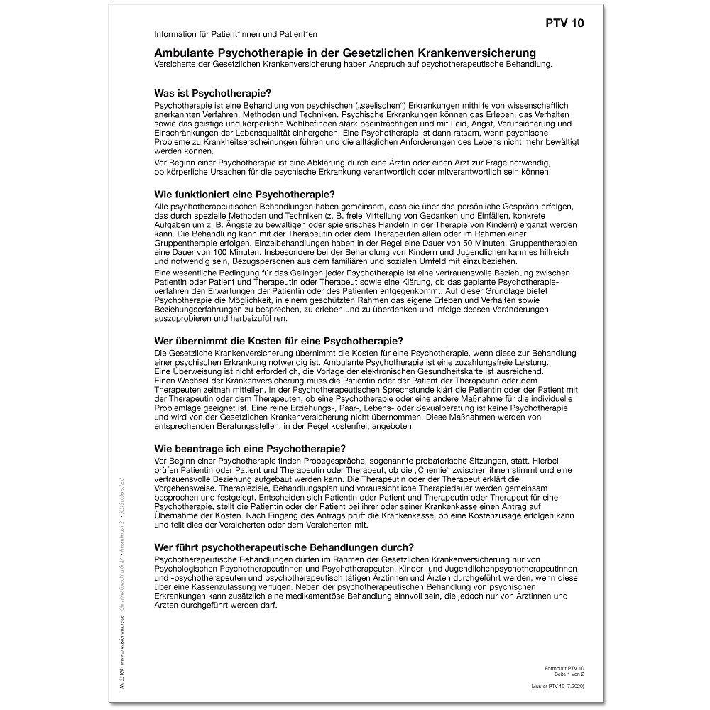 Muster PTV10 Psychotherapie