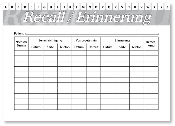 Recall-Karteikarte