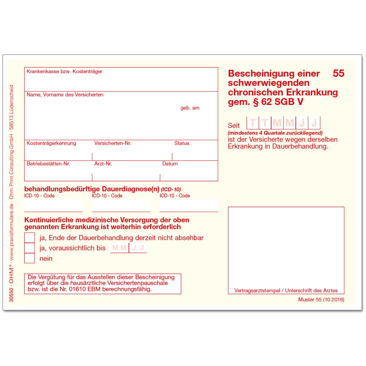 Bescheinigung Muster 55